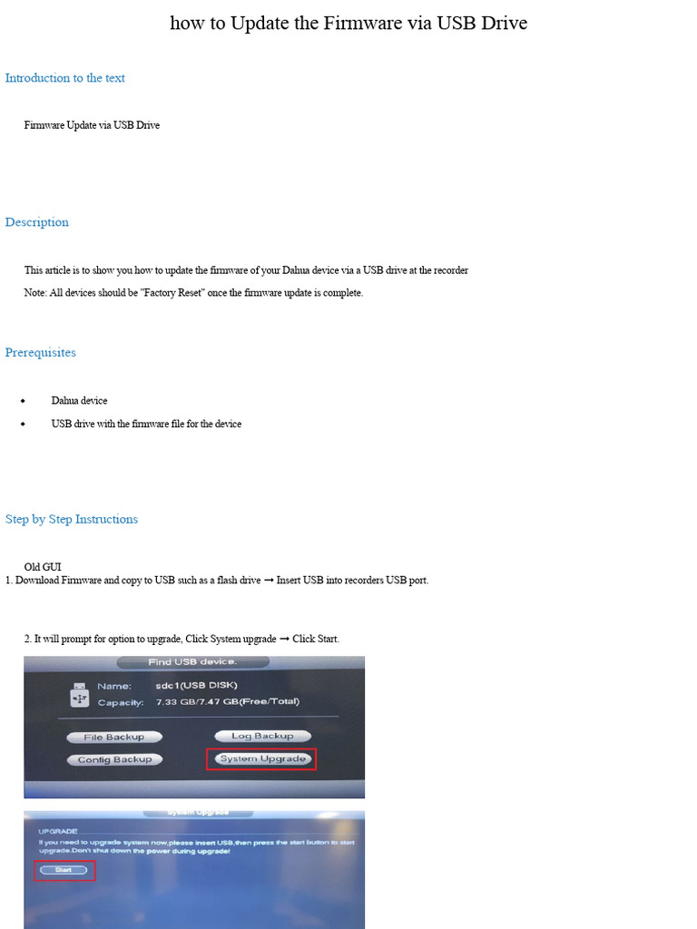 How To Update The Firmware Via USB Drive | PDF