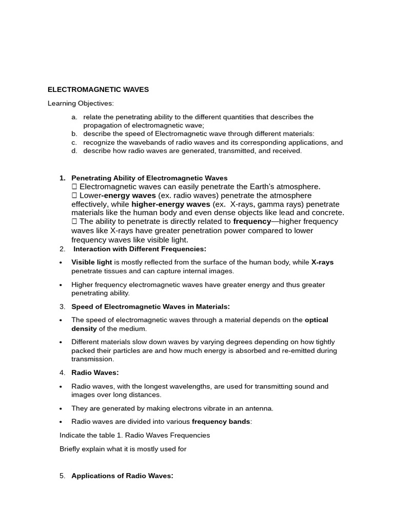 Electromagnetic Waves 3 Pdf Waves Radio