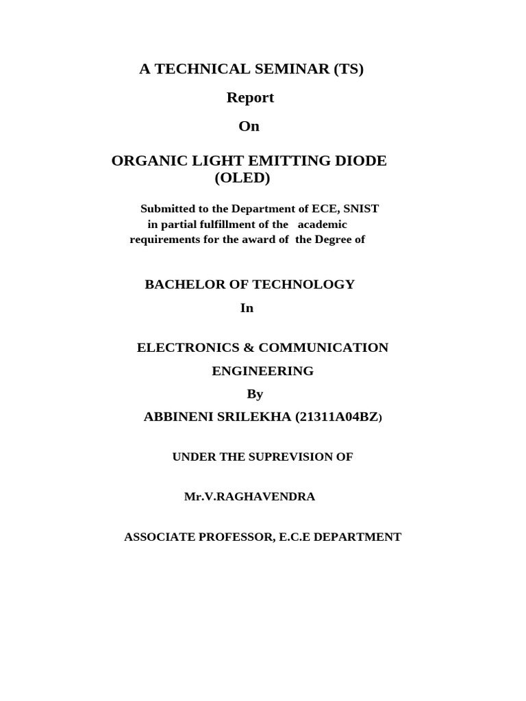 OLED TS SEMINAR | PDF | Oled | Liquid Crystal Display
