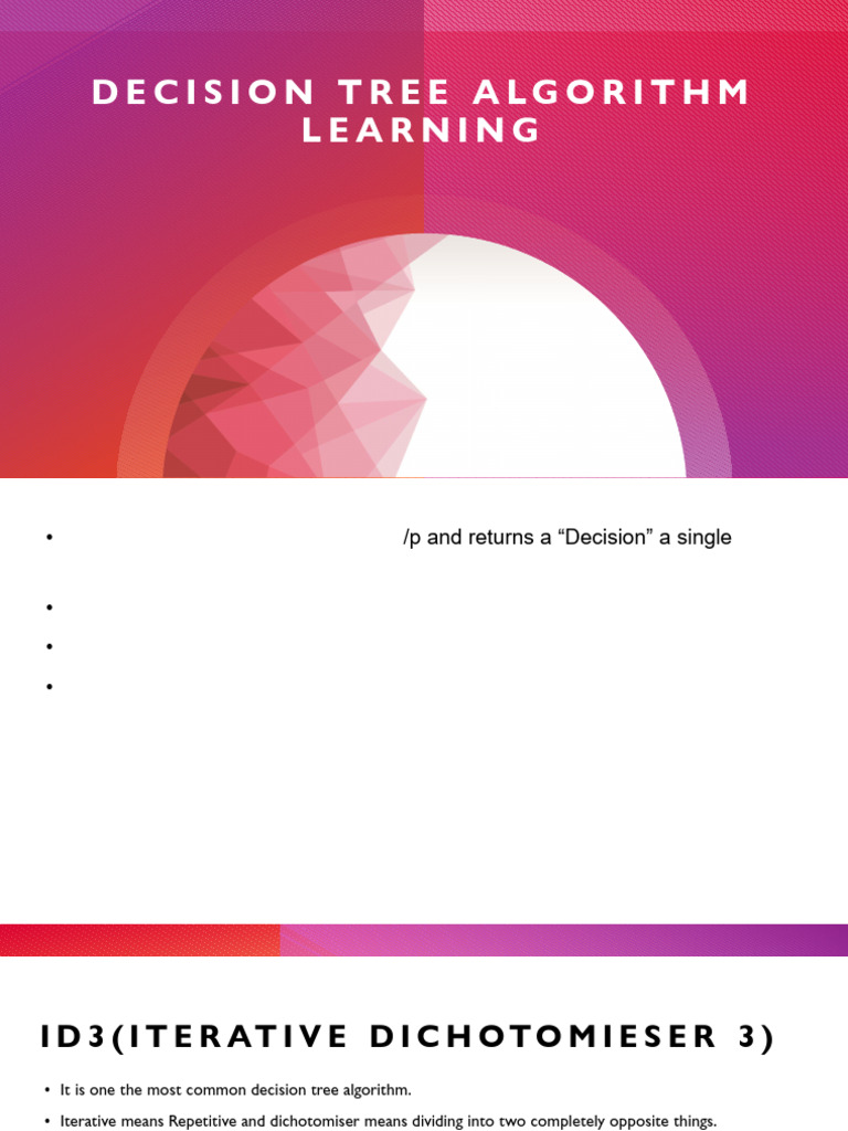 Decision Tree Algorithm Learning Pdf Computer Programming