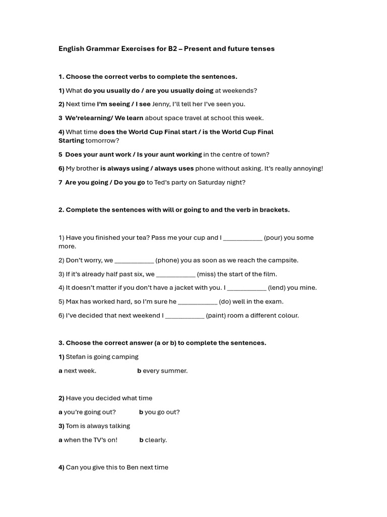 Present and Future Tenses | PDF | Grammatical Tense | Language Mechanics