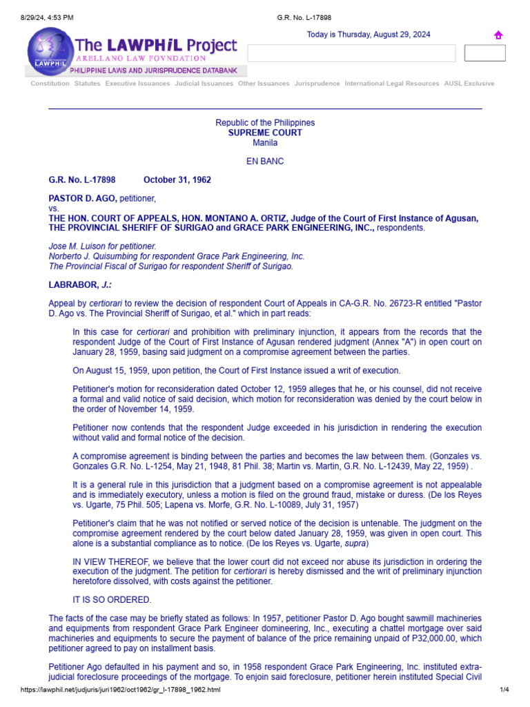 Supreme Court Ruling on Judgment Notice | PDF | Judgment (Law) | Certiorari