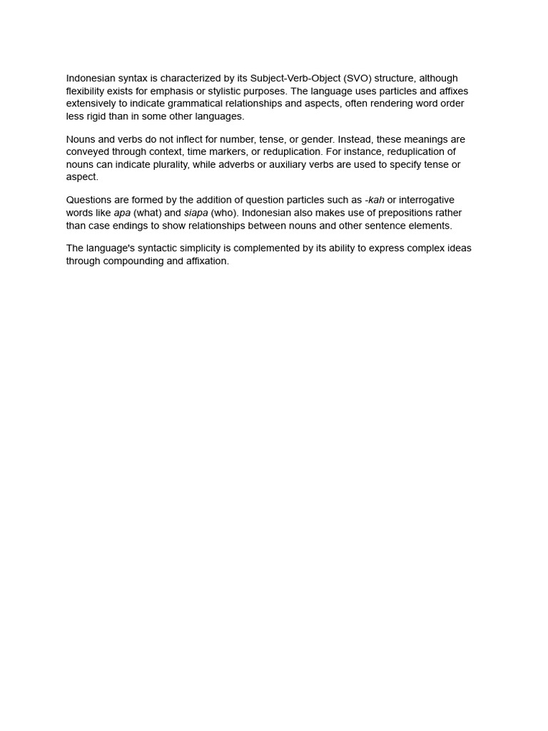 Syntax in Indonesian | PDF