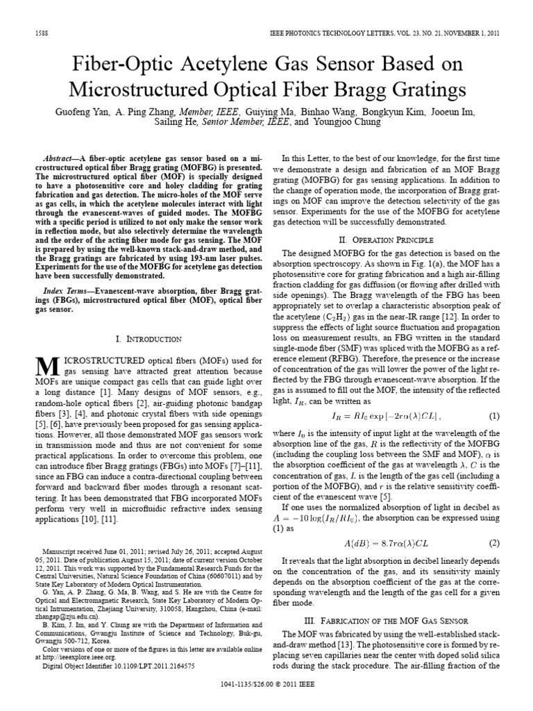 [15] IEEE_PHOTONICS TECHNOLOGY LETTERS - FO acetylene gas sensor based ...