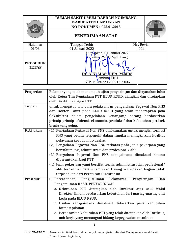 SPO Penerimaan Staff | PDF