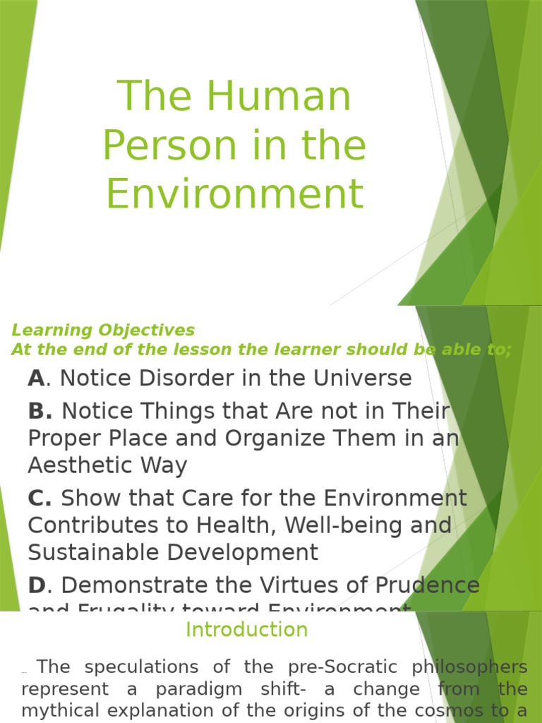The Human Person in The Environment | PDF | Nature | Yin And Yang