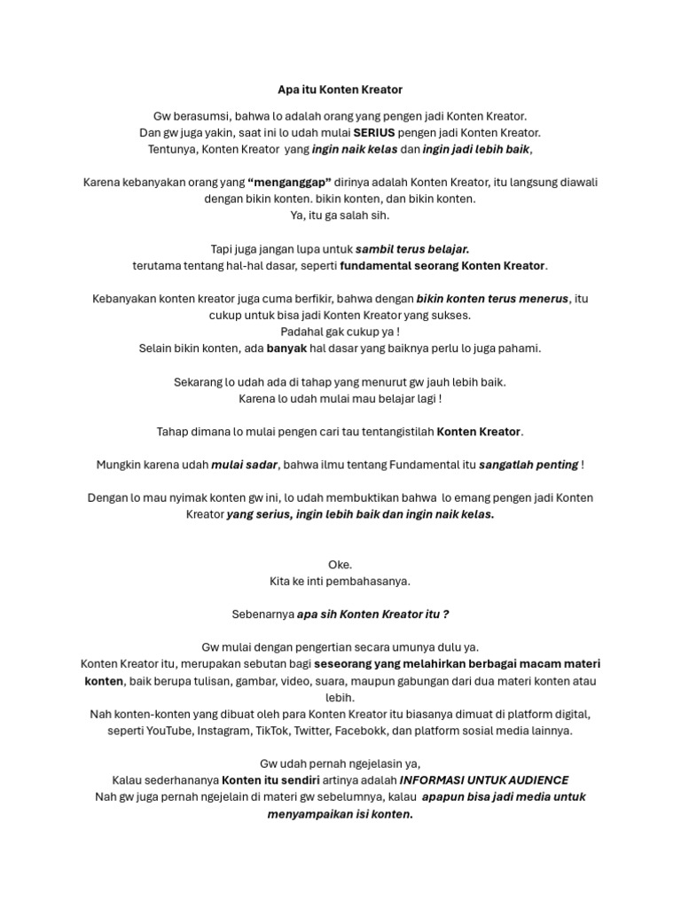 Apa Itu Konten Kreator | PDF