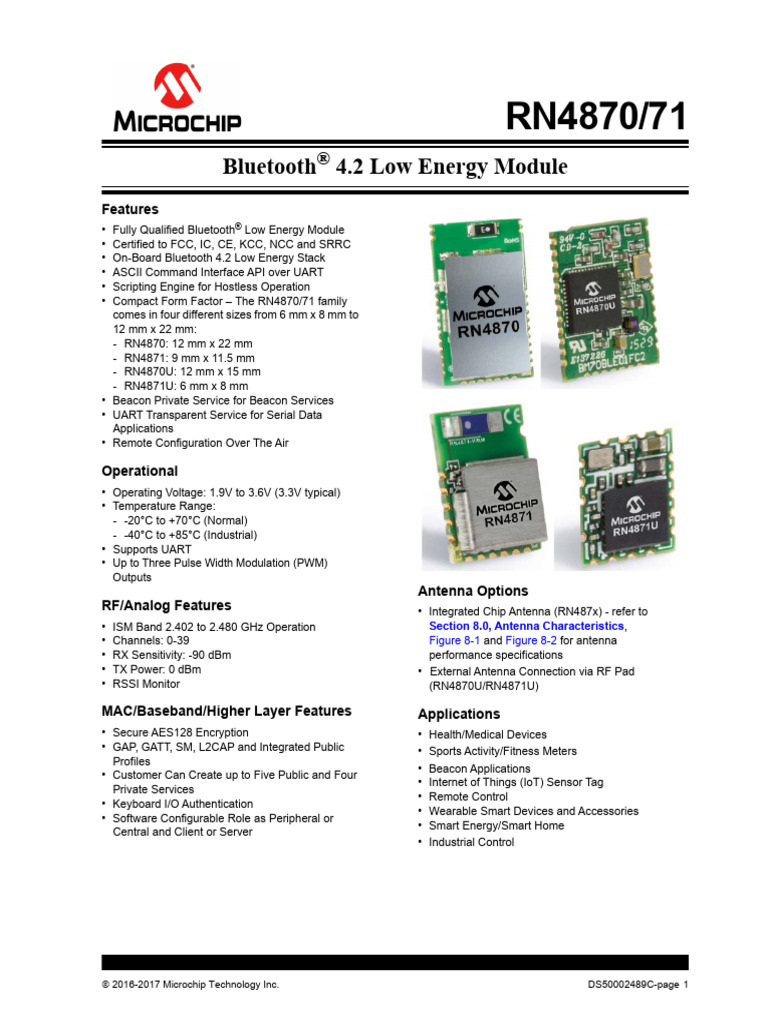 RN4870_Datasheet | PDF | Bluetooth | Electronics