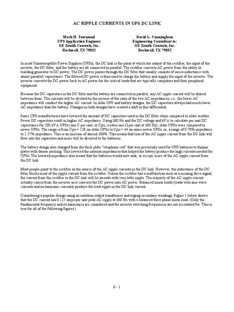 AC Ripple Currents in UPS Systems | PDF | Power Inverter | Power Supply