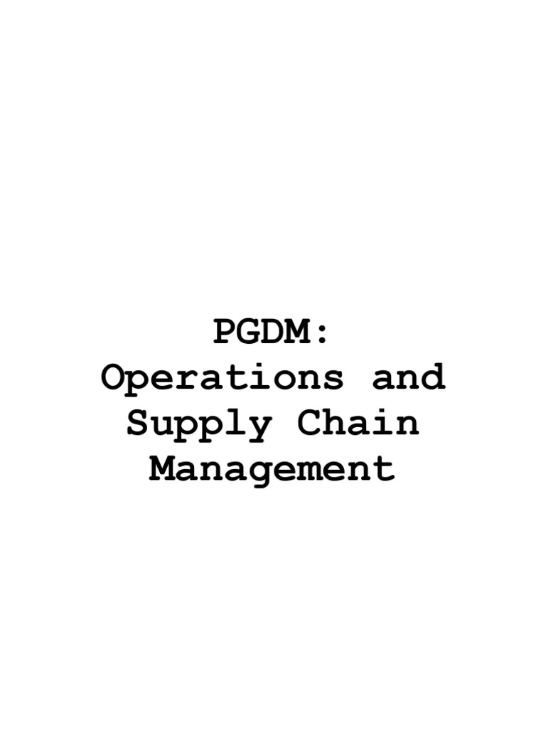 Operations and Supply Chain Management Guide | PDF | Operations ...