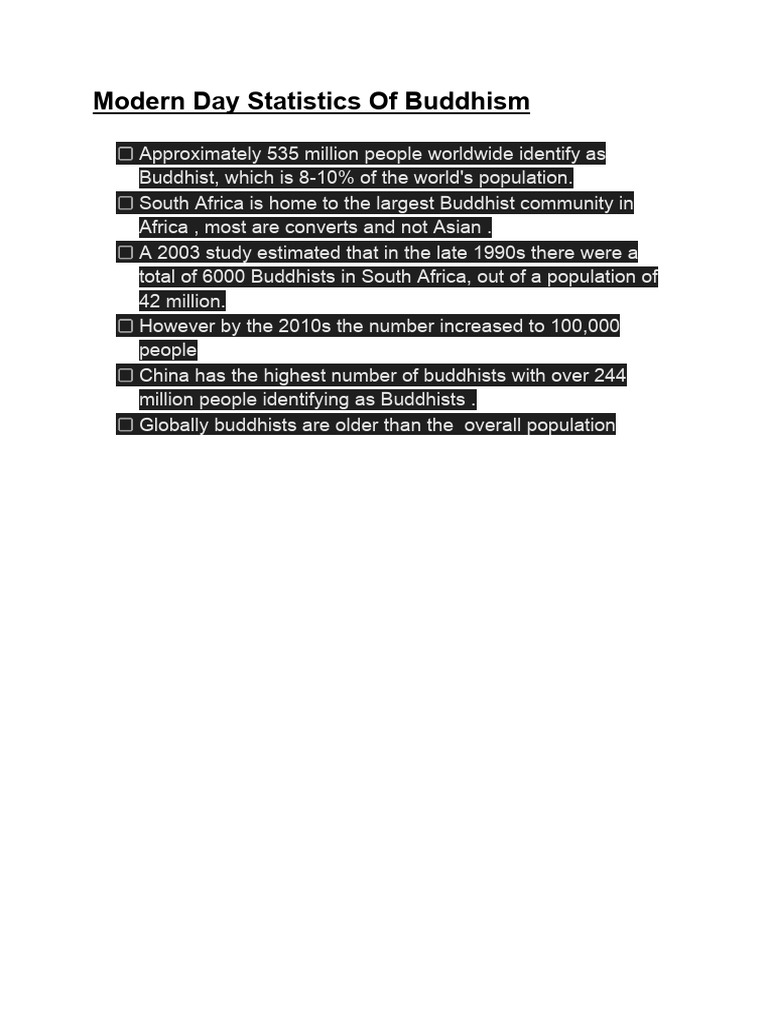 Modern Day Statistics of Buddhism | PDF