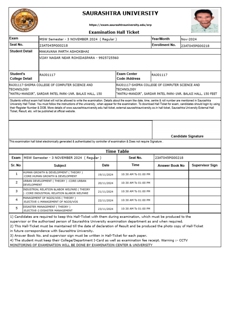 Student_HallTicket | PDF