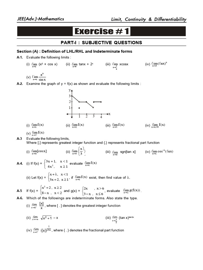 JEE Adv. Math: Limits & Continuity | PDF | Functions And Mappings | Ring Theory