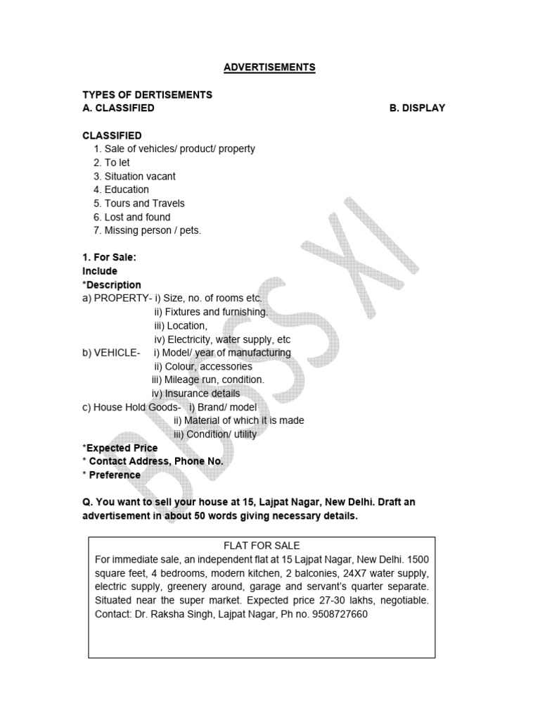 Advertisement Writing Guide for Students | PDF