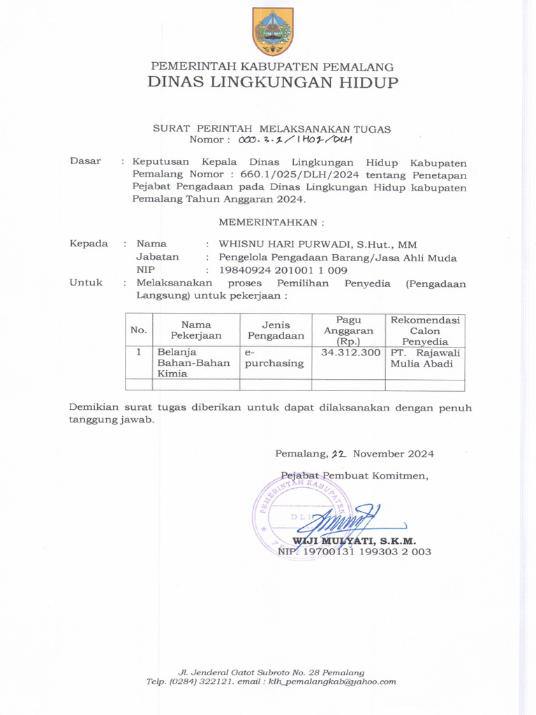 SPMT Belanja Bahan Bahan Kimia 2024 | PDF