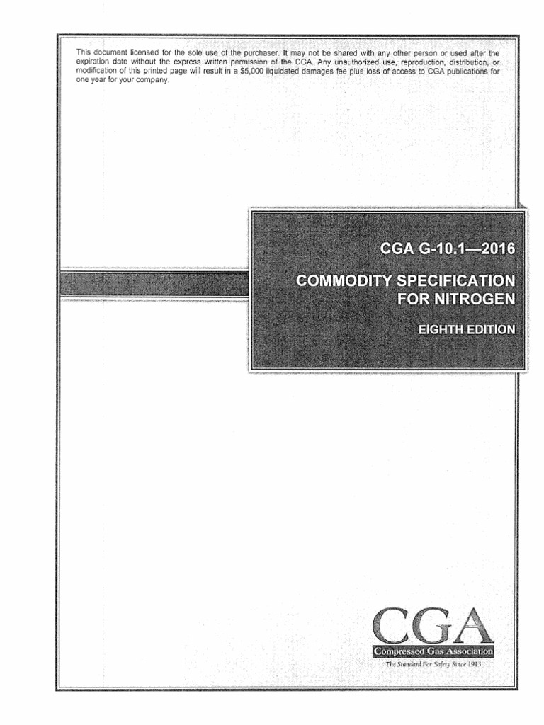Cga-G-10.1 Commodity Specification Nitrogen | PDF