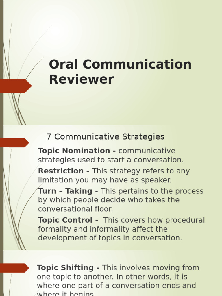 Oral Communication Reviewer | PDF | Speech | Communication