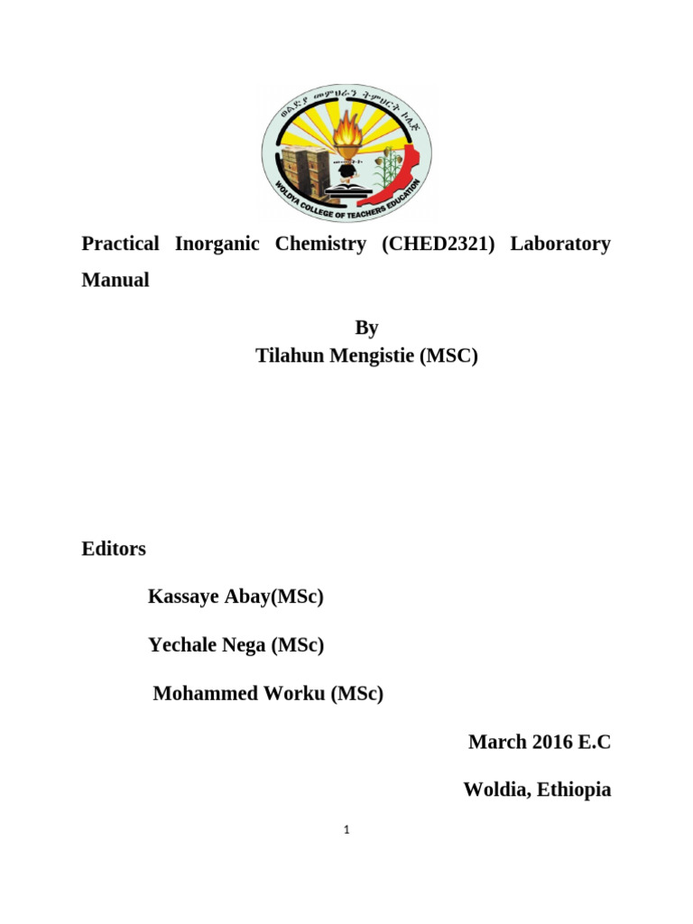 Practical Inorganic Chemistry Last Edited 2016 | PDF | Hydroxide | Acid