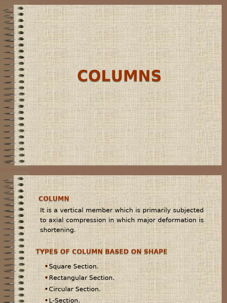Columns Lecture 1 | PDF | Column | Deformation (Engineering)