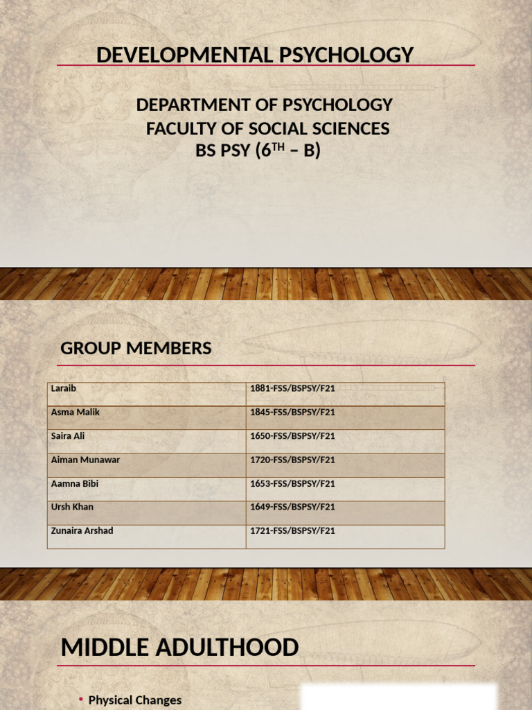 Middle Adulthood 1 | PDF | Menopause | Cardiovascular Diseases