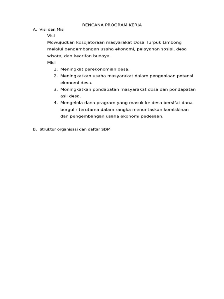 RENCANA PROGRAM KERJA | PDF