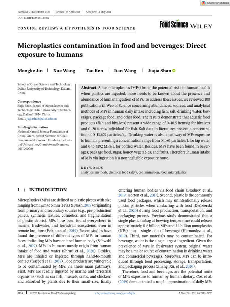 Microplastics in Food: Human Exposure Risks | PDF