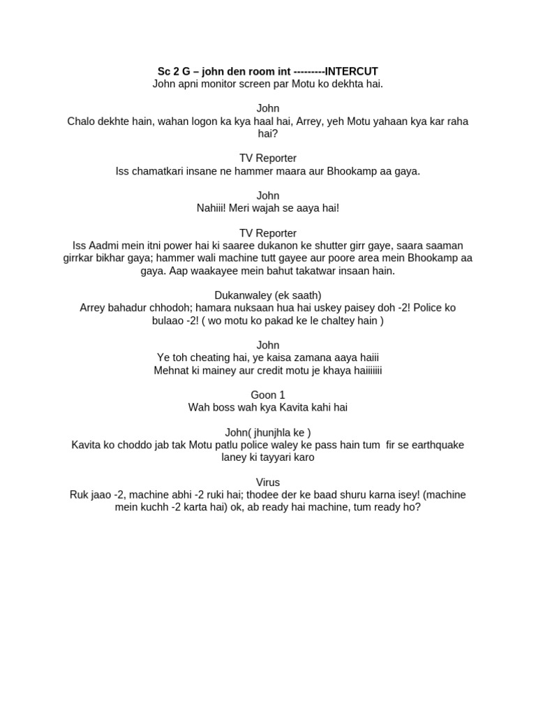 SC 2 G - John Den Room Int - INTERCUT | PDF