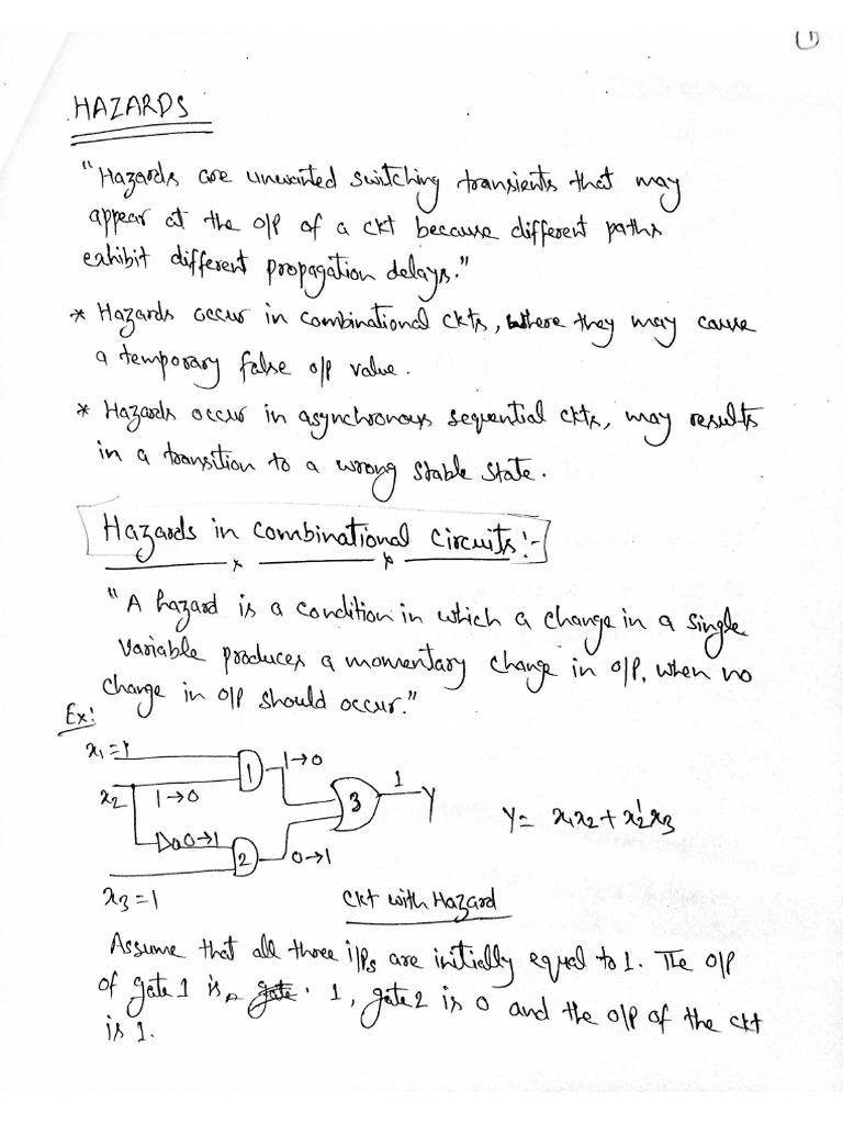 Hazard Digital Electronics Hand Written Notes | PDF