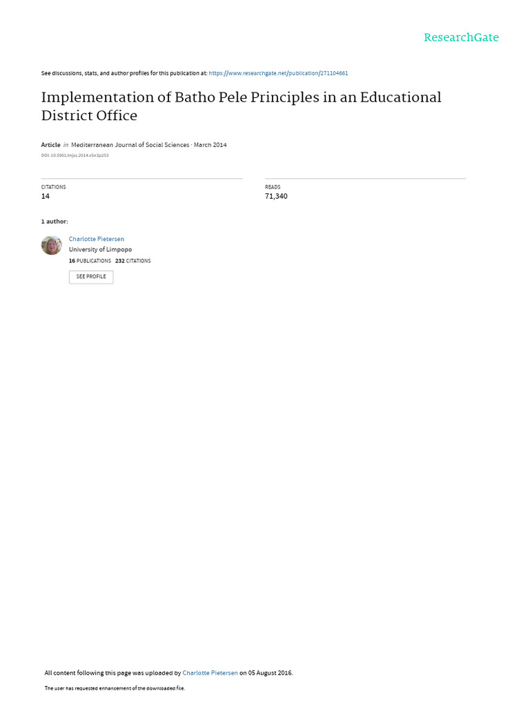 Batho Pele Principles in Education Districts | PDF | Statistics | Spss