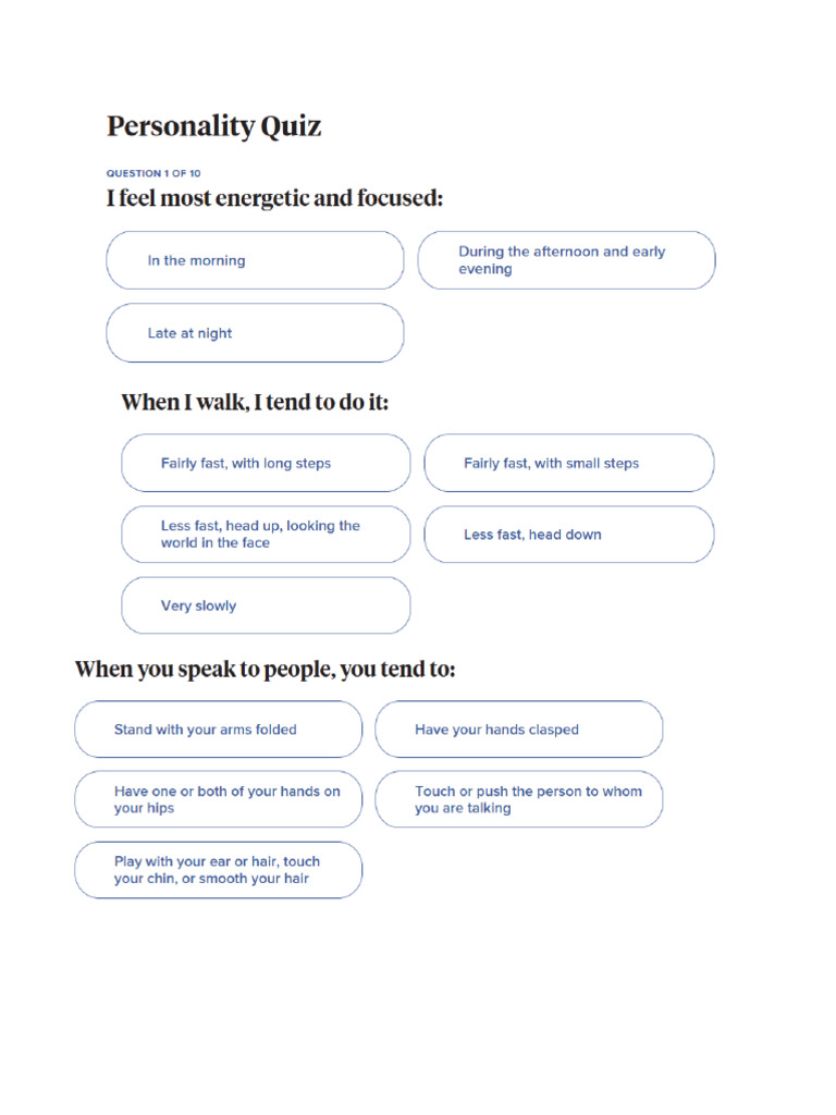 Personality Quiz | PDF