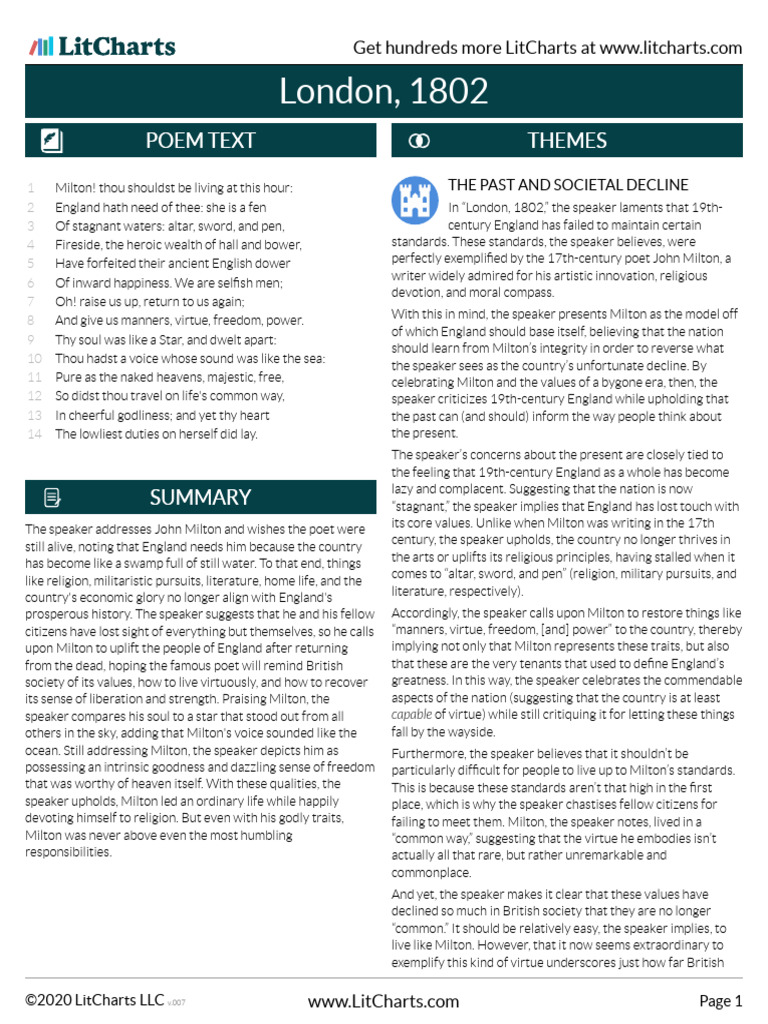 LitCharts London 1802 | PDF | Poetry | Poetics