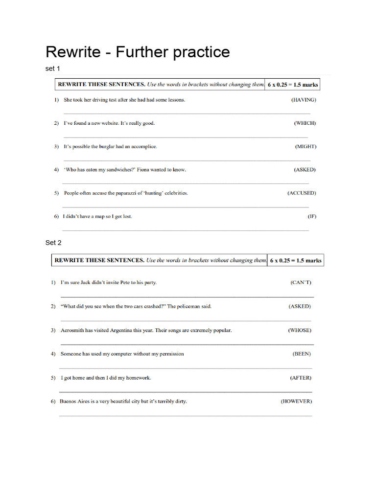 Rewrite - Further Practice For Teens 4 | PDF