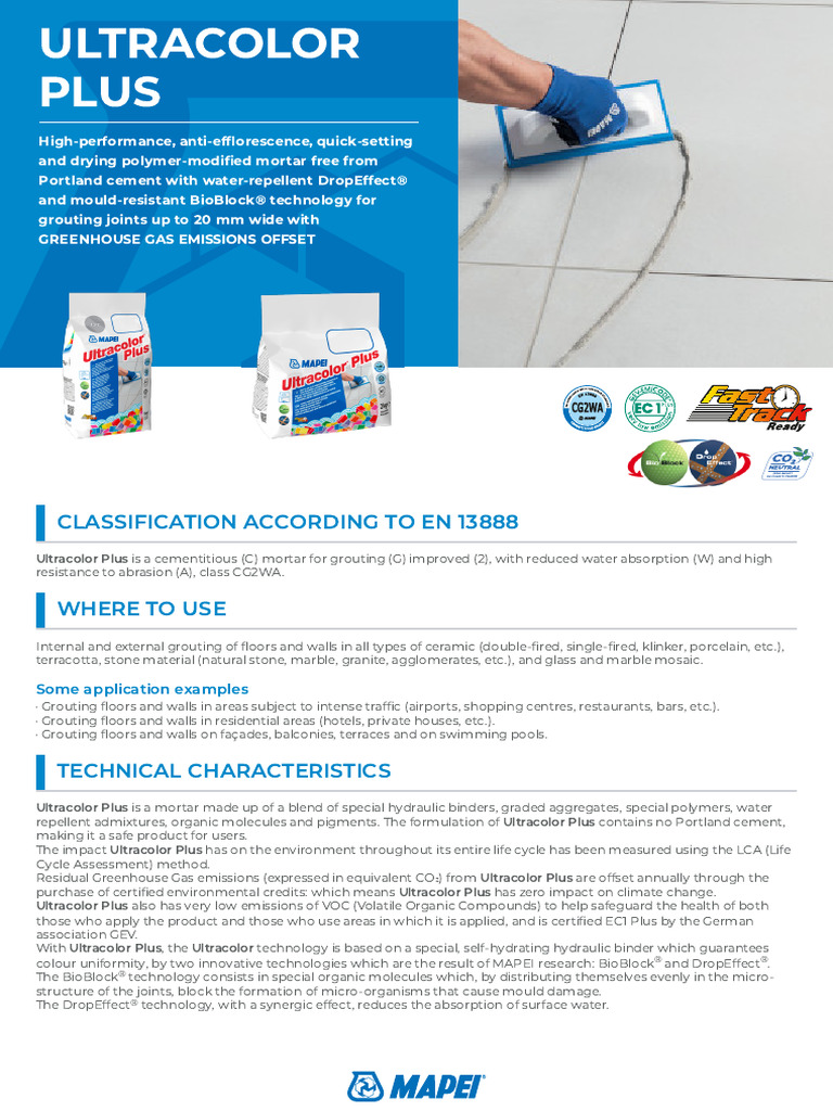 Ultracolor Plus Submittal With UAE Ref | PDF | Cement | Mortar (Masonry)