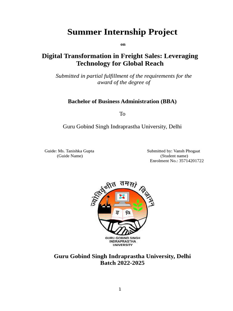 Summer Internship Project - Vansh | PDF | Logistics | Pricing