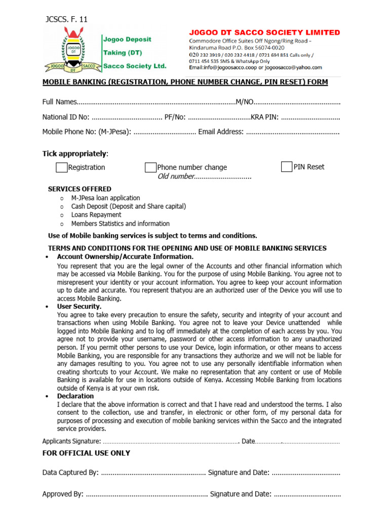 Mobile Banking Application Form | PDF | Banks | Login