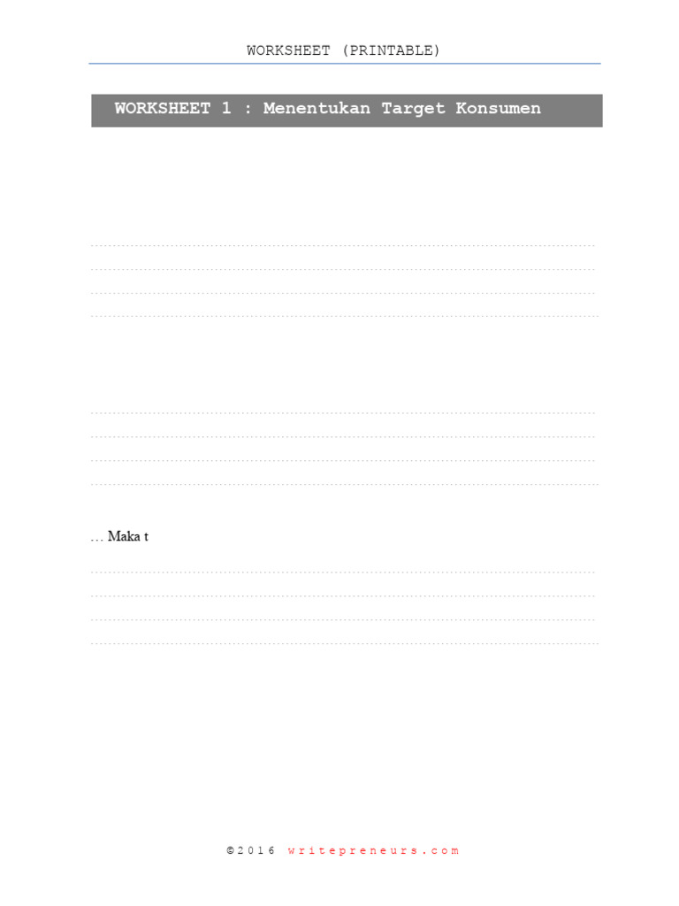 WORKSHEET 1: Menentukan Target Konsumen | PDF