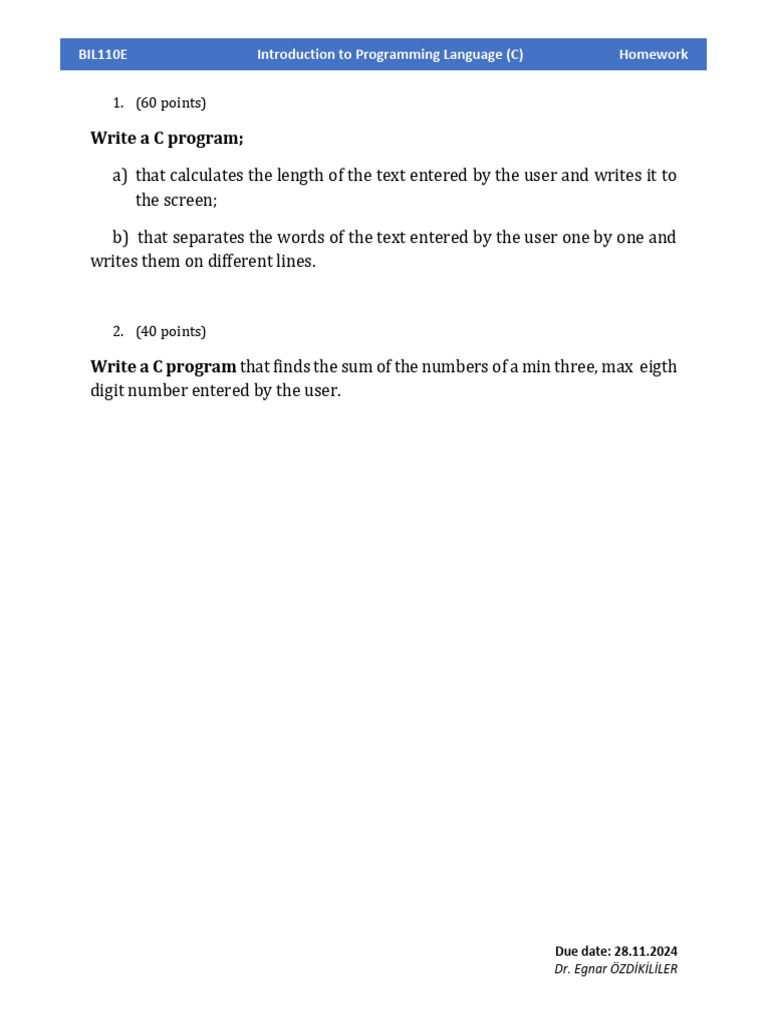 Homework Due Date 28112024 | PDF