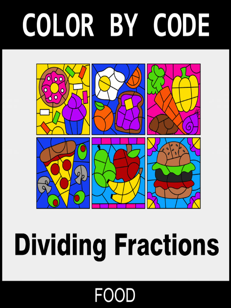 Dividing Fractions Color by Code Coloring Pages Food | PDF | Brown | Color