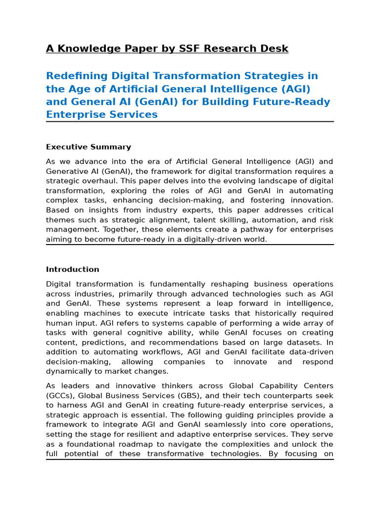 SSF Global Knowledge Paper - Redefining Digital Transformation - Oct'24 | PDF | Artificial ...