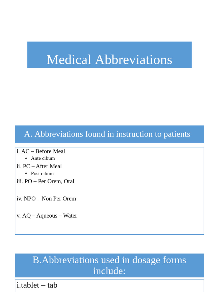 Medical abbreviations | PDF | Injection (Medicine) | Clinical Medicine