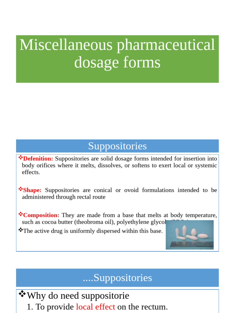 Miscellaneous Pharmaceutical Dosage Forms | PDF | Solubility | Rectum