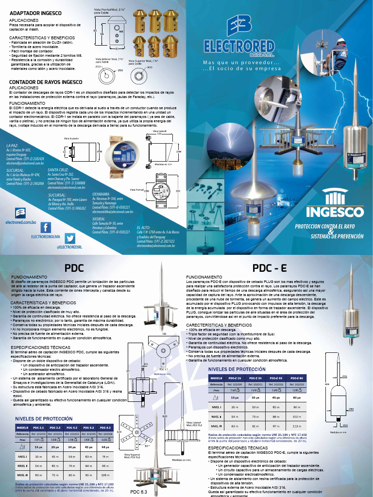 Contador de Rayos CDR-1 y Pararrayos INGESCO | PDF | Relámpago | Ingenieria Eléctrica