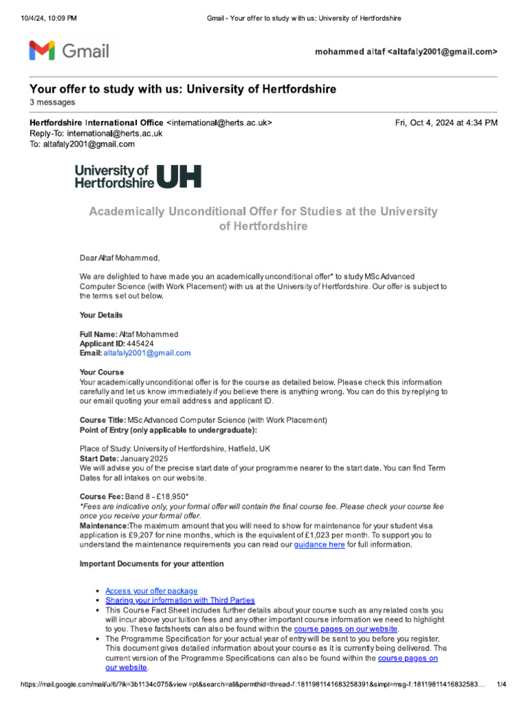 Academically Unconditional Offer | PDF