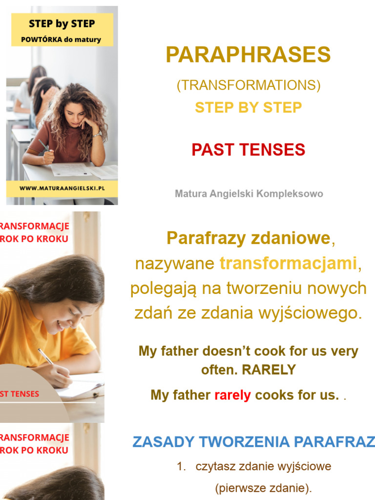 PREZENTACJA TRANSFORMACJE PAST TENSES | PDF