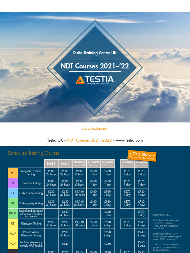 NDT-training-schedule-Testia-UK-2022 | PDF | Nondestructive Testing ...