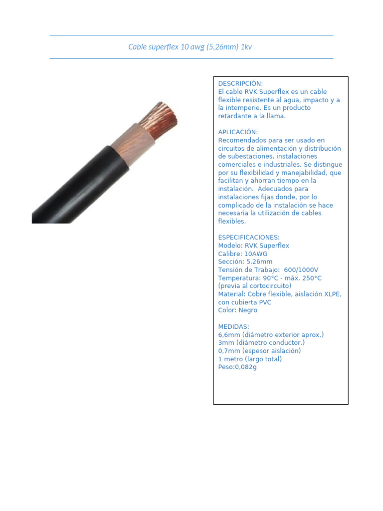 Cable Superflex 10 Awg | PDF