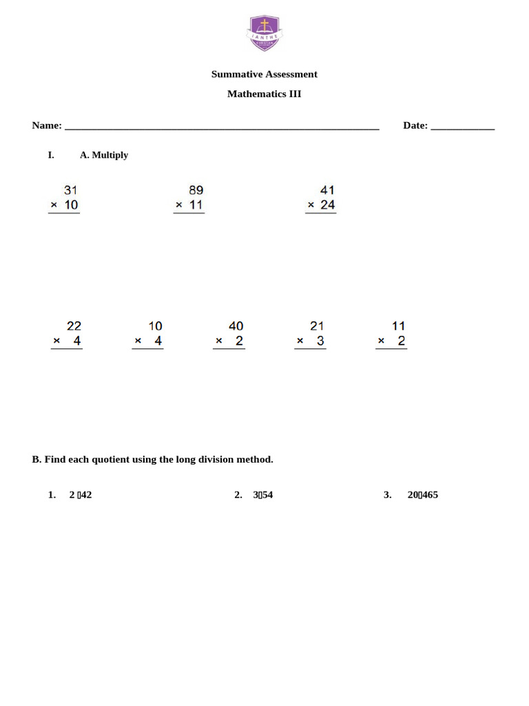 Q2 Summative Math 3 | PDF