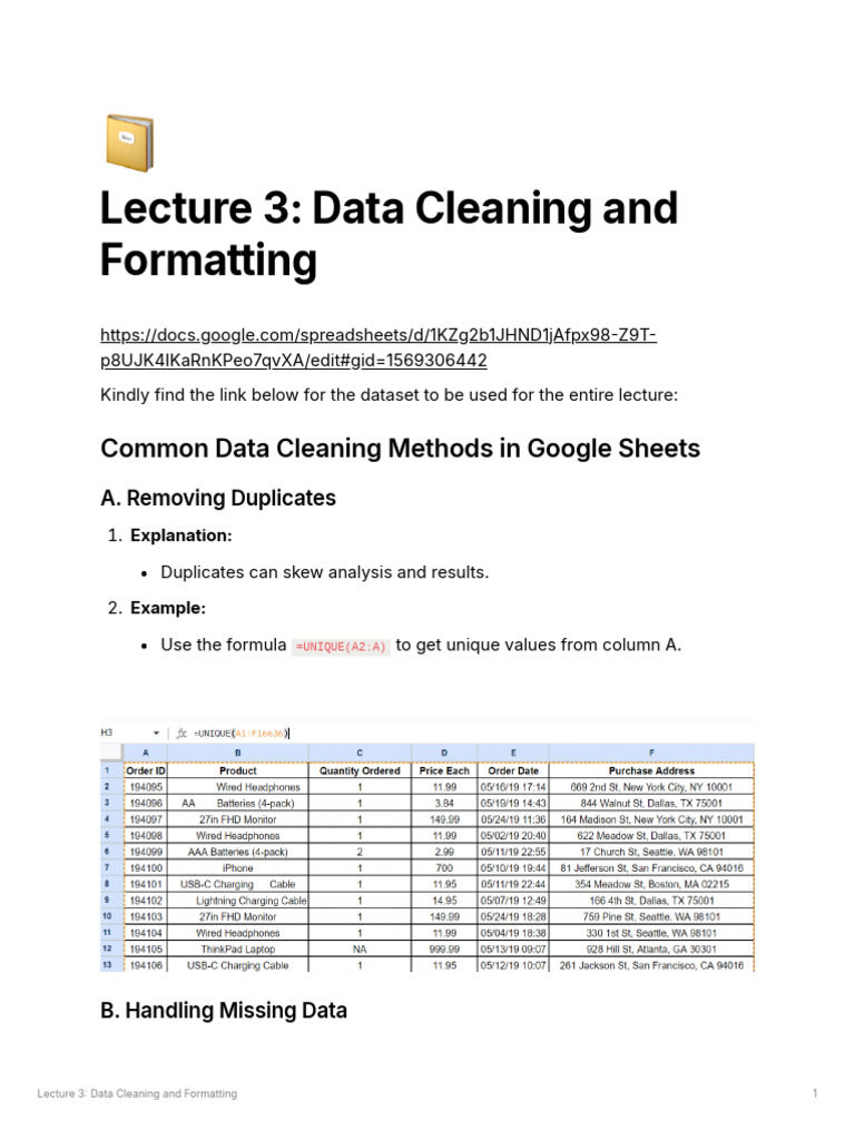 Google Sheets Data Cleaning Guide | PDF | Computing
