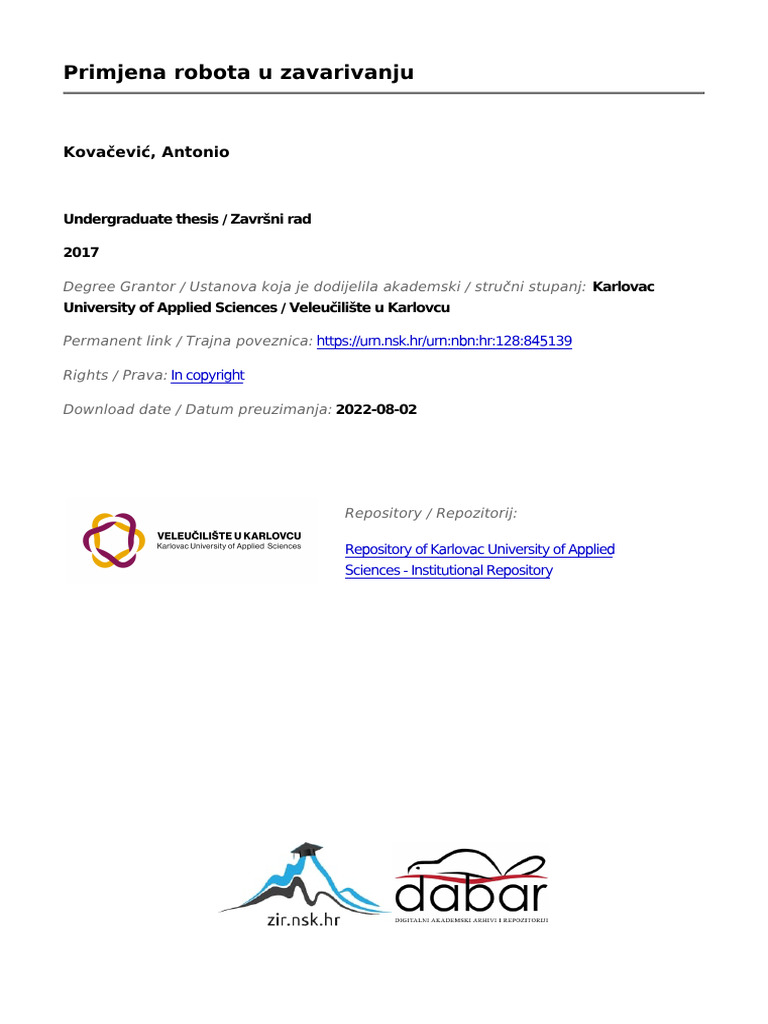 Primjena Robota U Zavarivanju | PDF