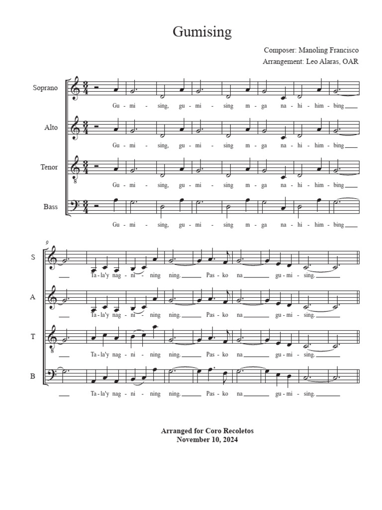 Gumising Score | PDF | Singing | Vocal Music